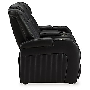 Signature Design by Ashley Caveman Den Power Reclining Loveseat with Console Love Seats, 75" W x 42" D x 42" H, Black