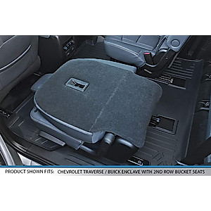 SMARTLINER Custom Fit Floor Mats 3 Row Liner Set Black Compatible with 2018-2023 Chevrolet Traverse with 2nd Row Bucket Seats