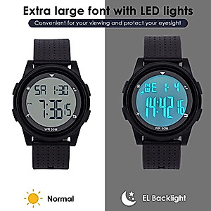 CakCity Digital Sports Waterproof Watch Stopwatch Alarm Military Time Ultra-Thin Men and Women Outdoor Watch