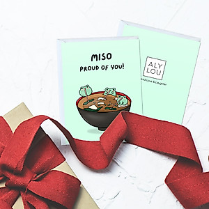 ALY LOU Funny Graduation Card, Congratulations Congrats Card for Him/Her, Funny Grad Card for New Job Promotion, New Home, Wedding Celebration (Miso Proud)