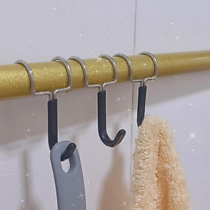 MY MIRONEY 10PCS Over Rod Hook Stainless Steel Over Rod Rail Towel Holder Vinyl Coated Shower Hooks for Rack Shelf Closet Hooks, Fits 0.91"-1.02" Diameter Rod