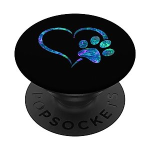 Teal blue Purple Dog Paw Print heart For Dogs Lover PopSockets Standard PopGrip