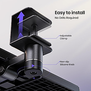 Tilt&Height Adjustable Keyboard Tray Under Desk or Above Desk - Klearlook 2 in 1 PU Leather Clamp-on Rotating Keyboard Platform w/Wrist Rest&Drawer(Under Desk,Upon Desk),25x11"Sit Stand Keyboard Riser