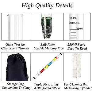 Hydrometer for Home Brew Beer,Triple Scale Hydrometer for Wine Kombucha Making Test Kit Supplies,Specific Gravity,Brix and ABV Beer Hydrometers and Test Jar(2 Sets)