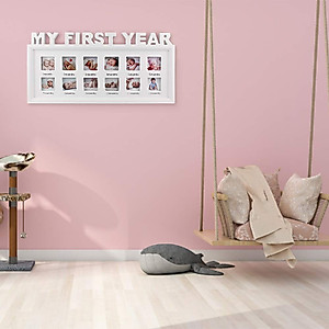 ESTAMICO My First Year Frame Baby Picture Keepsake Frame for Photo Memories, White