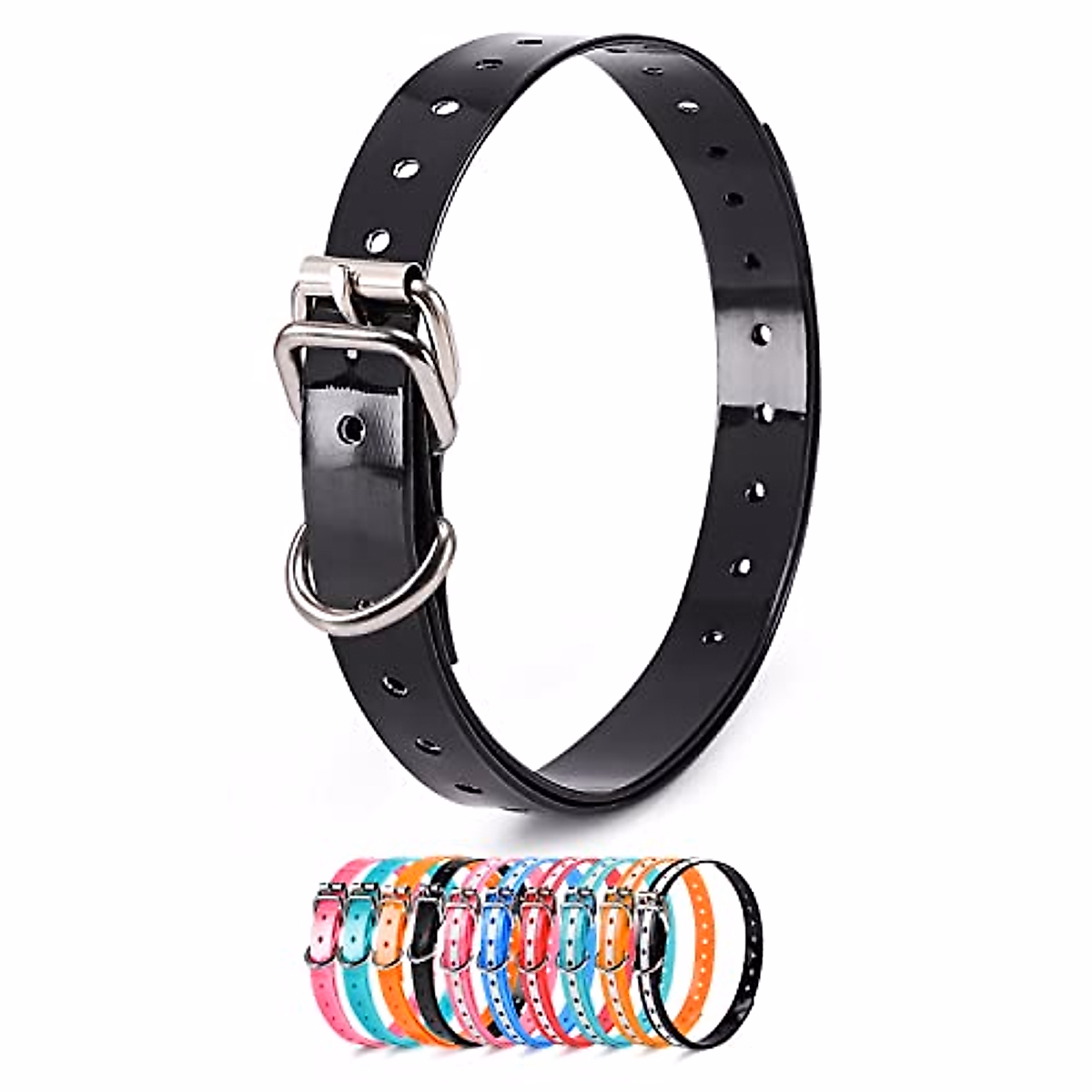 LuckinPET Waterproof Dog Collar Replacement Strap for Shock Collar and Fence Easy Clean Odorless Dog Collar Metal Buckle 3/4 Inch Adjustable Size Durable Anti-Odor TPU Dog Collar