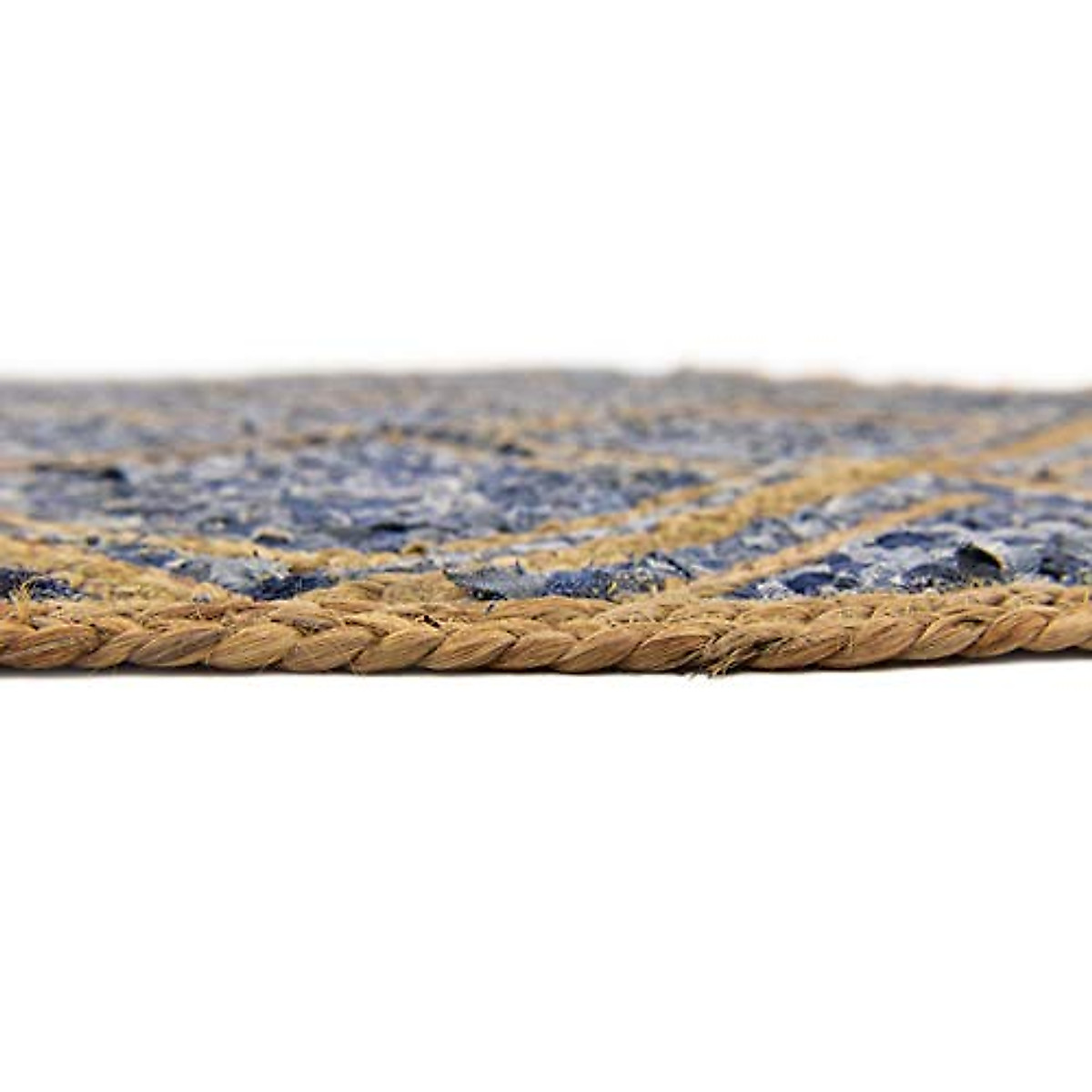 Unique Loom Braided Jute Collection Classic Quality Made Natural Hand Woven with Geometric Design Area Rug (9' 0 x 12' 0 Rectangular, Blue/ Natural)