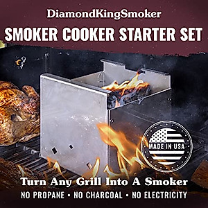 DiamondKingSmoker - Grill Smoker Box, No Propane or Charcoal Needed, Heavy-Duty Stainless Steel Meat Smoker, Small 4 x 4 x 4-inch Smoker Grill Accessory for 64-cubic-inch Barbeque Grill Top