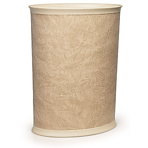 Stephanie Imports Made in USA Faux Beige Leather 5-Gallon Sleek and Stylish Vinyl Waste Basket (10.25” X 12.5”)