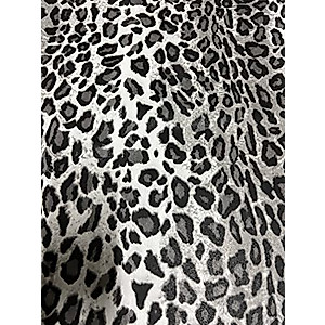 FABRICS FOREVER Faux Leather Leopard White Black Upholstery Fabric by The Yard - 1 Yard 54" x 36" Wide | Leopard White Black Vinyl Fabric Material Faux Leather Sheets for DIY, Upholstery Crafts