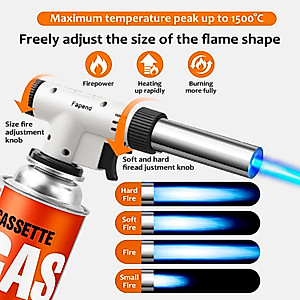 Japan PRO Culinary Professional Kitchen Butane Torch | Kitchen Butane Torch Kitchen Blow Lighter with Reverse Use for Creme, Brulee, BBQ, Baking, Jewelry by FAPEND | Butane Fuel Not Included