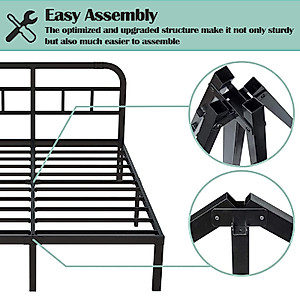 COMASACH Twin Bed Frame with headboard, 14 Inch High 3500lbs Heavy Duty Steel Slats Support Metal Bed Frames No Box Spring Needed,Noise-Free,Easy Assembly-Black