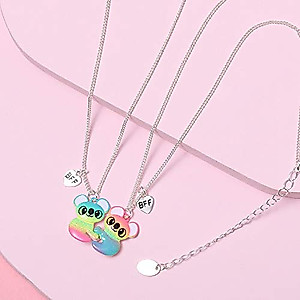 2 Pcs Set Best Friends Half Heart Pendant Panda Koala Necklace Charm BFF Friendship Jewelry for Women Girls - Panda