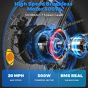 ECOTRIC Beginner Electric Bike 500W Foldaway E Bike 20" Fat Tire Offroad Folding Electric Bicycle 36V 12.5AH Removable Battery Beach Snow Mountain Bike Moped for Adults Commute E-Bike UL Certified