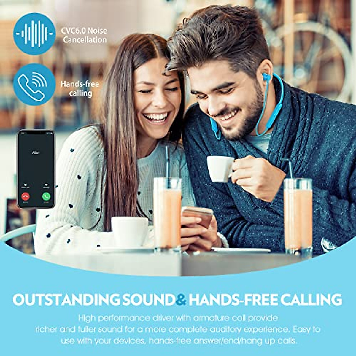 KLOKOL Bluetooth Headphones Neckband 20Hrs Playtime V5.0 Wireless Headset Sport Noise Cancelling Earbuds w/Mic for Gym Running Compatible with iPhone Samsung Android