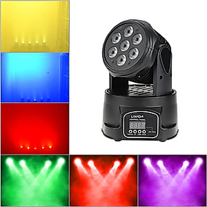 Lixada Moving Head Light 7x10W Moving Head 4 In 1 RGBW Professional 9/14 Channels DMX-512 DJ lights 100W AC 100-240V Sound Active for KTV Club Bar Party Disco DJ Show Bands