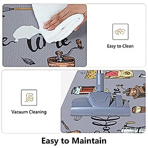 Alishomtll 2 PCS Kitchen Rugs and Mats,Cushioned Anti-Fatigue Kitchen Rugs, Waterproof Non-Slip Kitchen Mats, Washable Coffee Time Kitchen Mats for Floor Kitchen Laundry Office (17.3"x30"+17.3"x47")