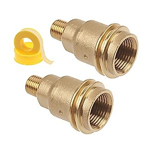 Timsec 2Pcs Male 5042 QCC1 Nut, Propane Gas Fitting Hose Adapter with 1/4 Inch Male Pipe Thread and QCC Type 1 Male and POL Female Connector, 33ft PTFE Gas Line Pipe Thread Tape for Outdoor Cooking