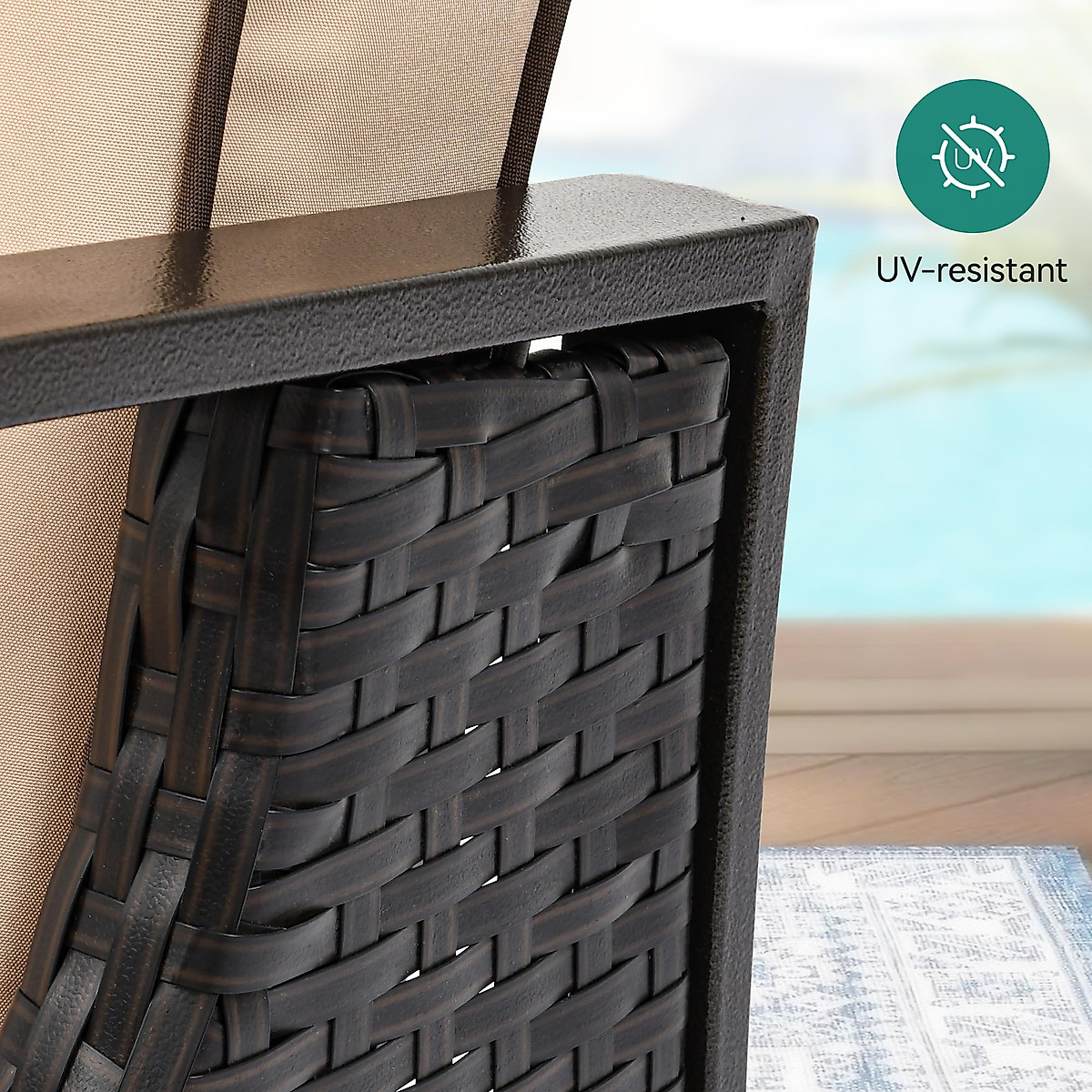 YITAHOME Patio Outdoor Recliner Chairs Set of 2 Adjustable Wicker Reclining Lounge Chairs, Dual-use Rattan Lounge Chairs with Soft Thick Cushions, Extended Footrest, Flip Back (Brown + Beige)