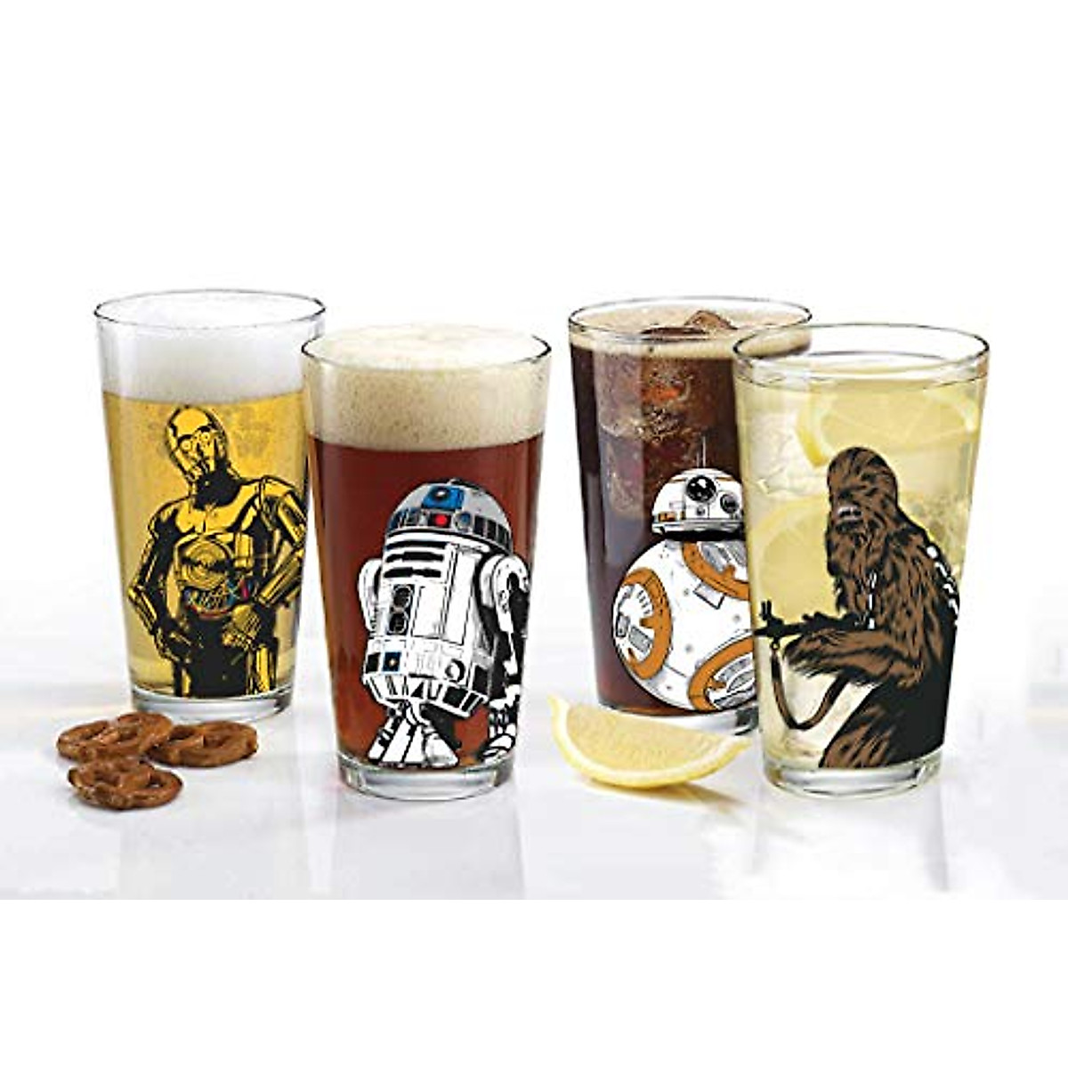 Star Wars Classic Pint Glass Set - 16 oz. Glass Capacity - Set of 4 Glasses - Classic Shape