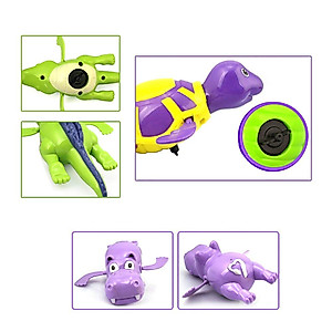 SPADORIVE Floating Wind-up Bath Water Toys - 6 Pcs Sea Animal Bath Toy for Kids and Toddlers - Turtle Hippo Crocodile Hippocampus Fish, Bathtub Playset Clockwor