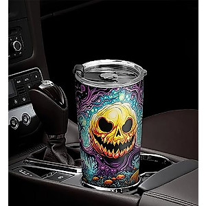 ORCAE 20oz Halloween Tumbler, Boo Boo Ghost, Ghost Tumbler, Trick or Treat, Pumpkin Ghost Tumbler Cup, Insulated Travel Mug with Lid, Coffee Thermos for Men, Women, Halloween Gifts - G