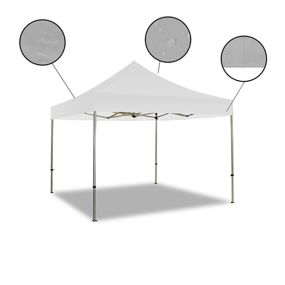 BannerBuzz Blank Canopy Tent with Carry Bag, Graphic with Hardware, 420 Denier Oxford Polyester Fabric, Pop Aluminum Frame for Easy Installation, Velcro Topper Attachment (20' x 10', White)