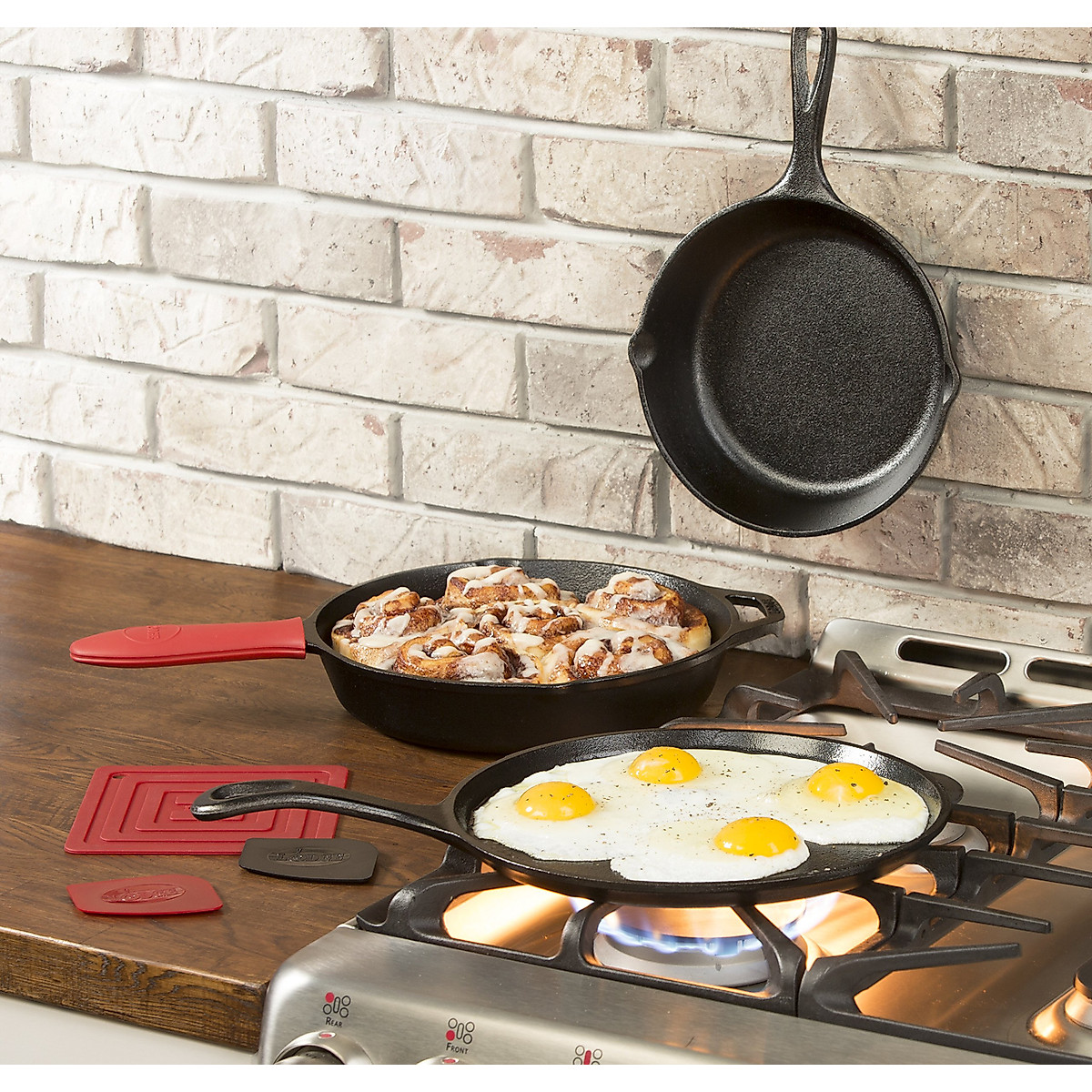 Lodge L6SPB41 Essential Skillet Set, 7-Piece, Black