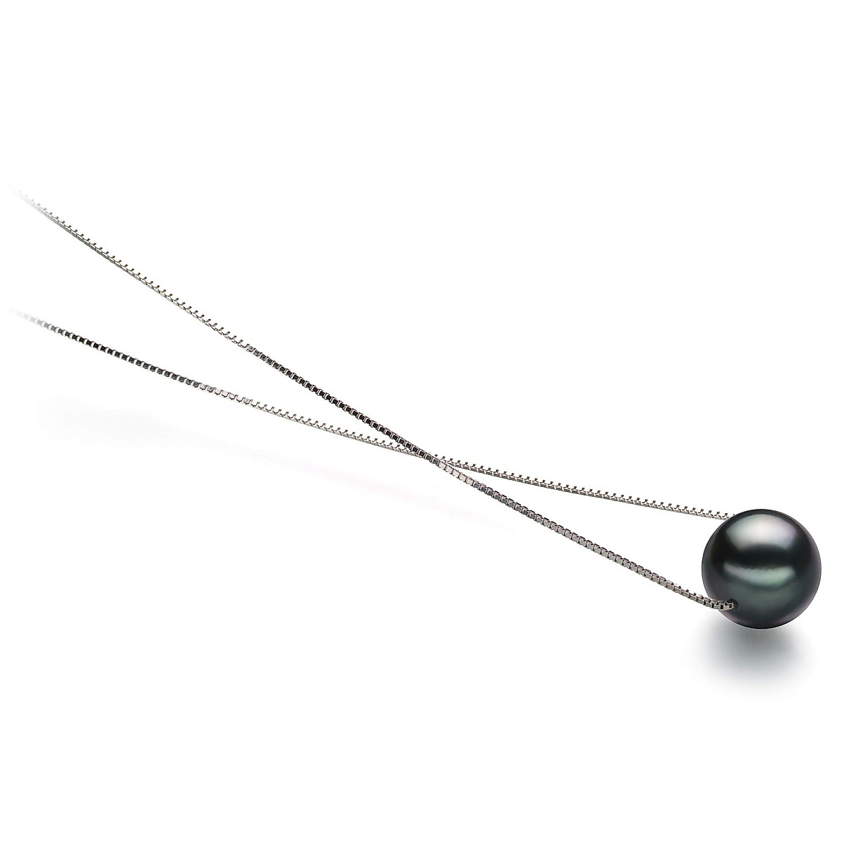 Kristine Black 8-9mm AA Quality Tahitian 14K White Gold Cultured Pearl Pendant For Women