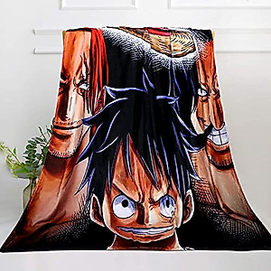 Anime Blanket Luffy Throw Blanket Soft and Fluffy Flannel Blanket Decorate Bedroom Living Rooms Sofa 60"X50"