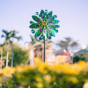 Viveta Kinetic Wind Spinner, 53 inch Outdoor Metal Wind Spinners for Yard and Garden, Double Windmill with Stable Stake