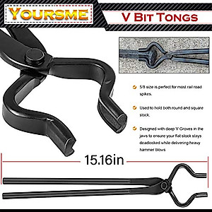 Blacksmith Tongs Tools Set Knife Making Tongs Includes V Bit Tongs, Flat Jaw Tongs, Wolf Jaw Tongs & Blade Tongs (4 Piece)