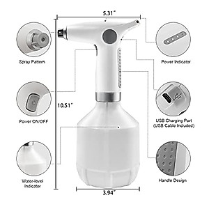 Electric Spray Bottle, LAWNFUL Plant Spray 0.26 Gallon with Adjustable Nozzle for Garden, Indoor and Outdoor Plant, Also Works as Automatic Sprayer Mister