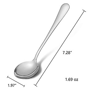 ATHBEDA Soup Spoons Set Round Spoons, 8 Pieces, 7.28 Inch, SUS304 18/8 Stainless Steel