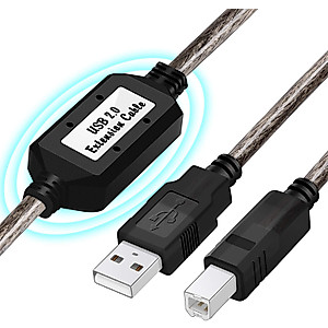 LDKCOK Active USB 2.0 Printer Cable 50ft - A-Male to B-Male High Speed Printer/Scanner/Repeater Cable for HP, Canon, Lexmark, Epson, Dell, Samsung etc (50FT/15M)