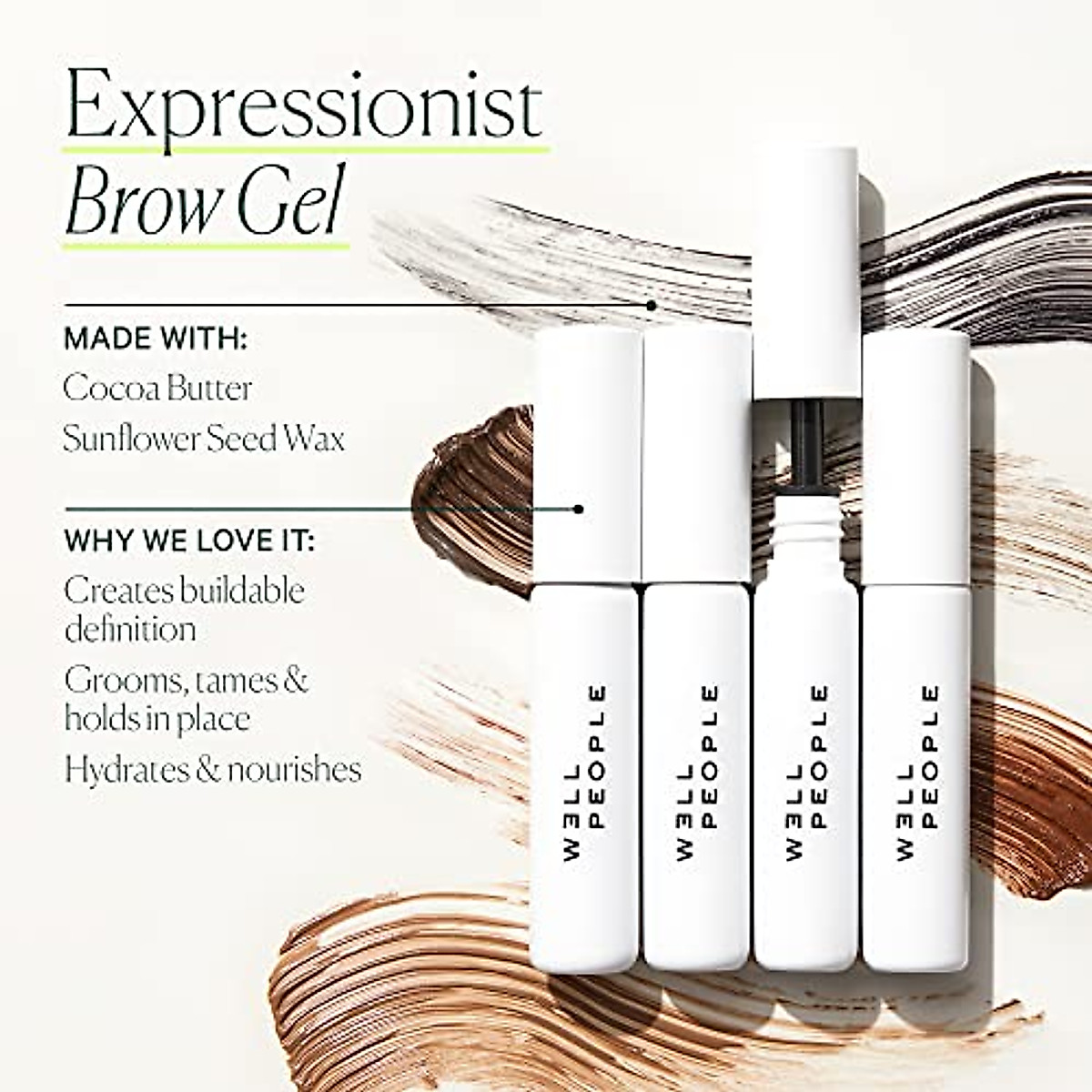 Well People Expressionist Brow Gel, Conditioning Gel For Thickening & Filling In Brows, Creates Fuller-looking Brows, Vegan & Cruelty-free, Brown