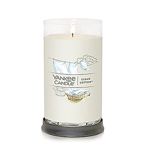 Yankee Candle Clean Cotton Signature Medium Pillar Candle, 14.25oz, White