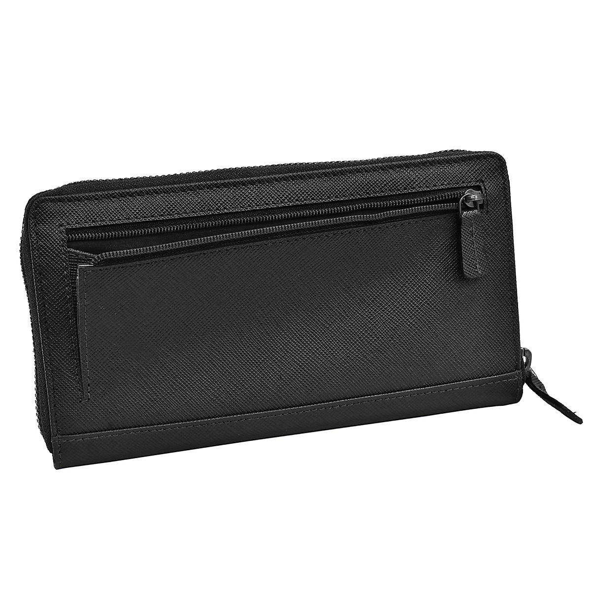 Zinda Genuine Leathers Women’s Wallet Long Purse Zip Around RFID Protection (Black)