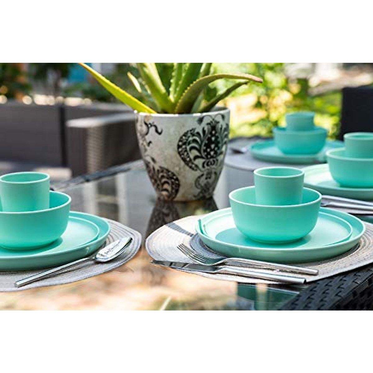 Bamboo Land- Bamboo Fiber Dinnerware Set, Set for 2 Person (8 Pcs), Khaki, Dishwasher Safe Kitchen Plates and Bowls Sets Dish Set, Kitchen Dishes Set, Dishware Sets, Dinner Plate Set, Dinnerware Sets