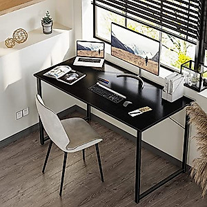 Coleshome 47 Inch Computer Desk, Modern Simple Style Desk for Home Office, Study Student Writing Desk,Black