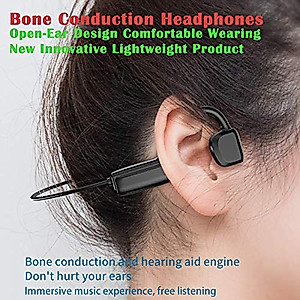 IHAO Open Ear Air Conduction Headset Wireless Bluetooth Sport Headphones with Mic Earphone Lightweight Painless Wearing Sweatproof Earpiece Stereo Earphone for Running Hiking Bicycling