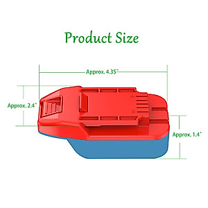 NovaQuantic Enhanced 2-in-1 Adapter for Bauer 20V Tools, Red-Blue, Compatible with DeWalt & Hercules 20V Batteries for Supply Power Only, No Charging Function, 1 Adapter Only