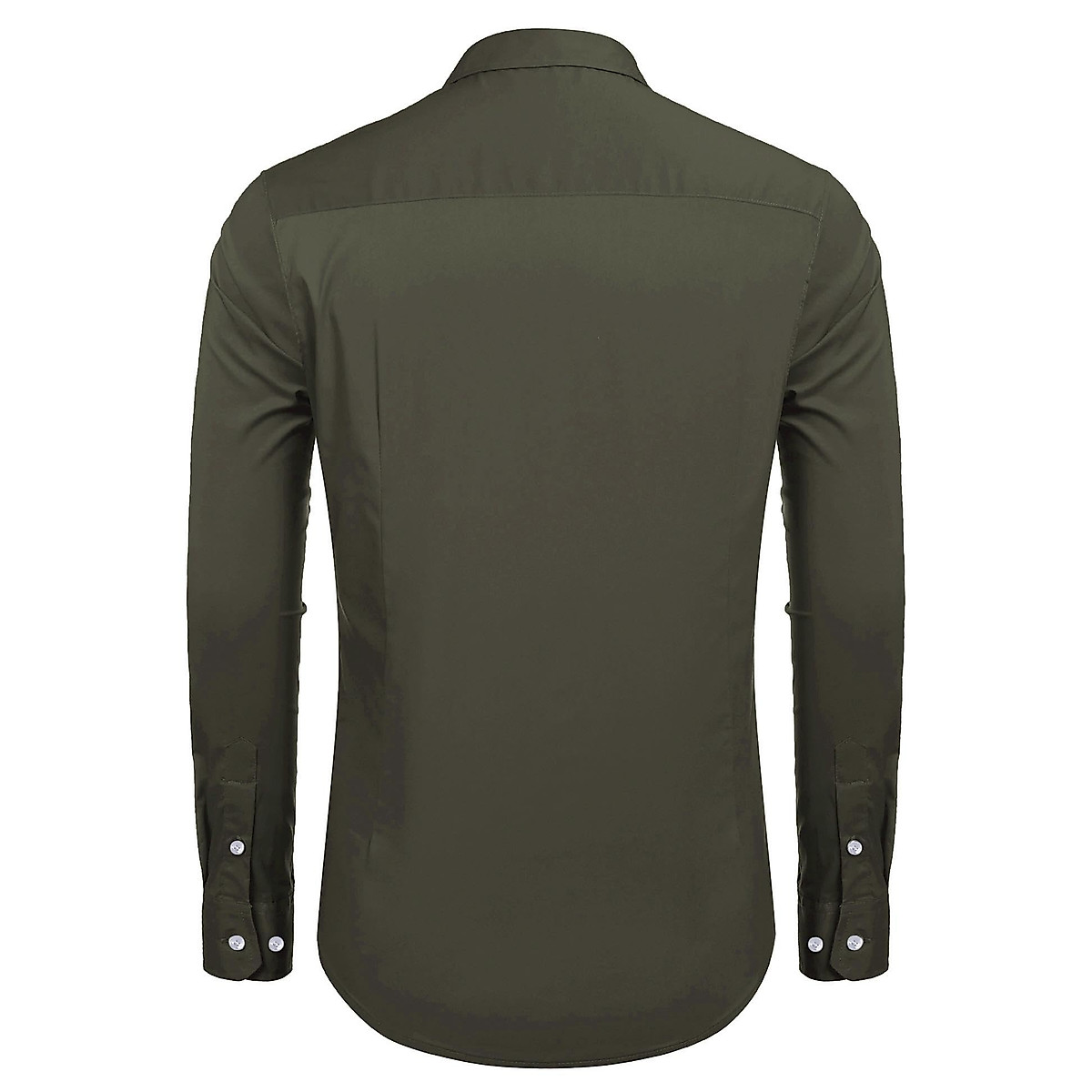 COOFANDY Men's Muscle Fit Dress Shirts Wrinkle-Free Long Sleeve Casual Button Down Shirt Olive Green