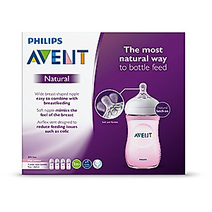 Philips Avent Natural Baby Bottle, Pink, 9oz, 4pk, SCF013/48