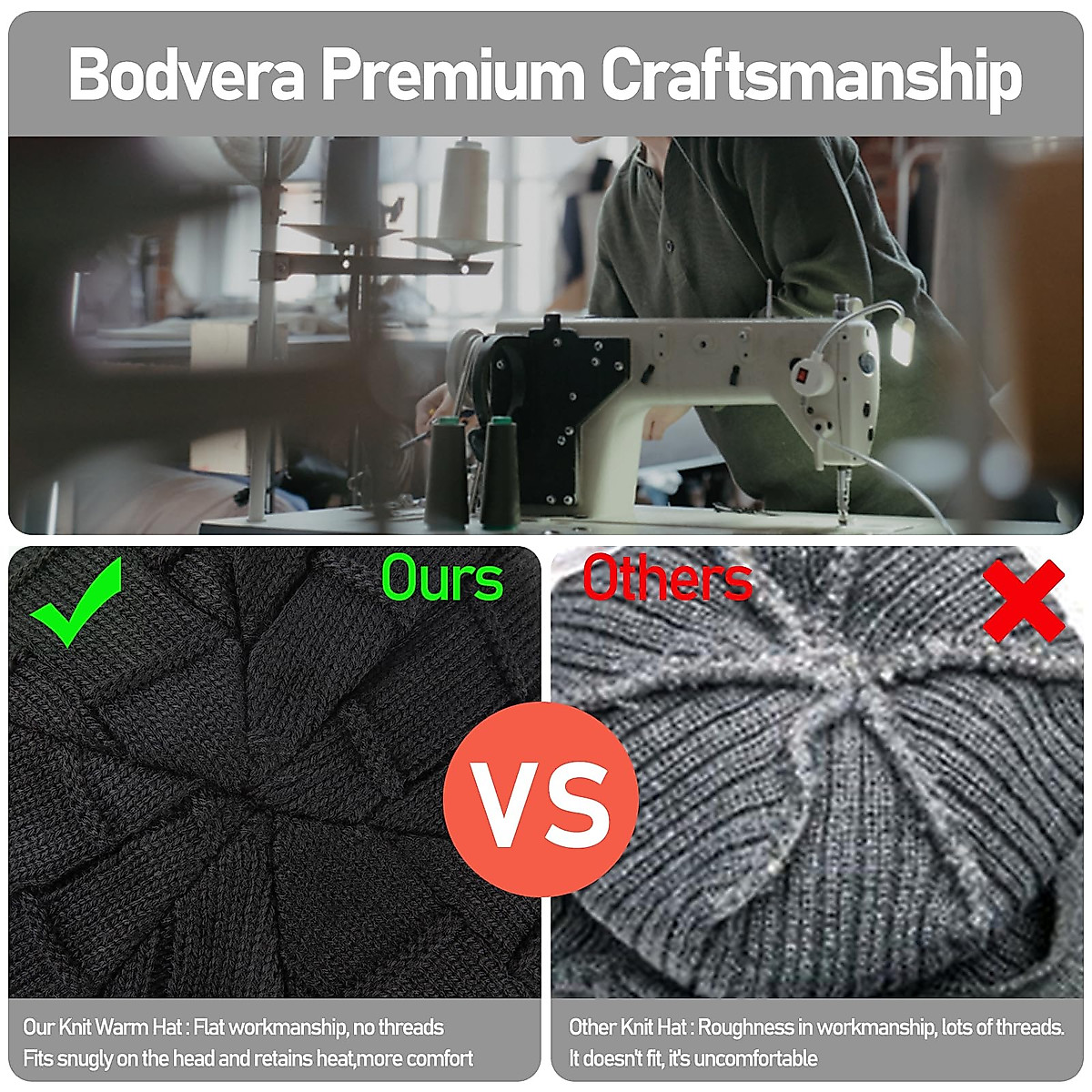 Bodvera Unisex Winter Knit Wool Warm Hat Soft Slouchy Beanie Skully Cap in 3 color, One Size, Black