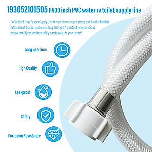 Water line fittings and accessories Flexible faucet connector 30 in. Braided PVC Water Hose，Tool-Free Installation，lead free hose，water supply lines for faucet，hose connector