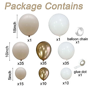 White Sand Gold Balloon Garland Arch kit 144pcs Beige Nude White with Metallic Chrome Gold Latex Balloons for Wedding Bridal Shower Engagement Party Decorations Birthday Baby Shower Supplies