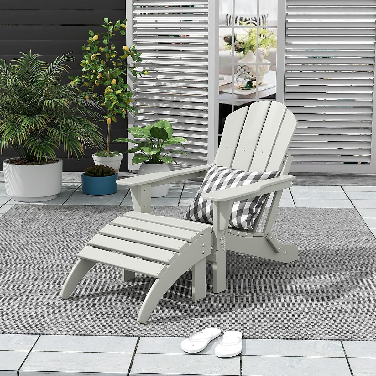 WO Home Furniture Adirondack Ottoman Outdoor Patio Footrest 13.5" Inch Folding Footstool for Outdoor Adirondack Chair (Sand)