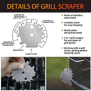 Grill Brush for Outdoor Grill, Bristle Free & Wire Combined BBQ Brush for Grill Cleaning Including Grill Scraper, Safe 17" Stainless Steel BBQ Accessories Grill Cleaner Brush, Awesome Gifts for Men