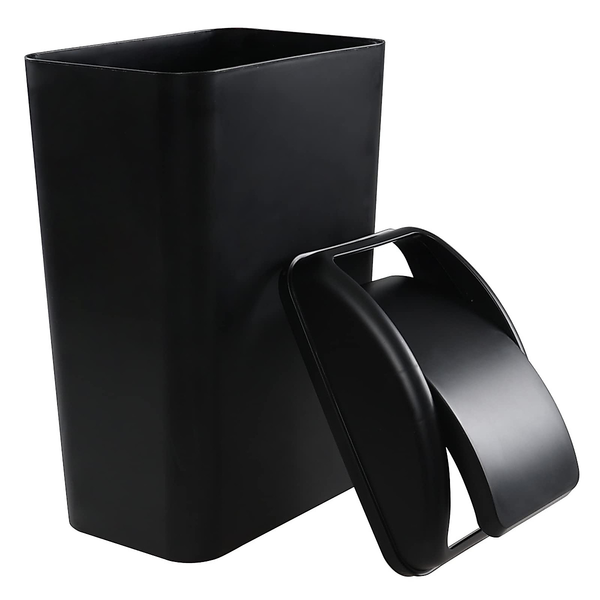 Leendines 14 Liter Plastic Trash Can, Garbage Bin with Swing Lid (Black)